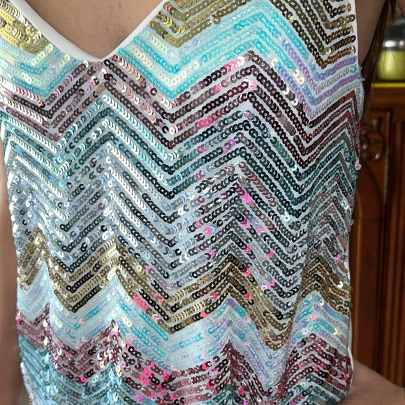 Tops | Sequined Cami Top In Pastel Colors Size L Nwot | Poshmark